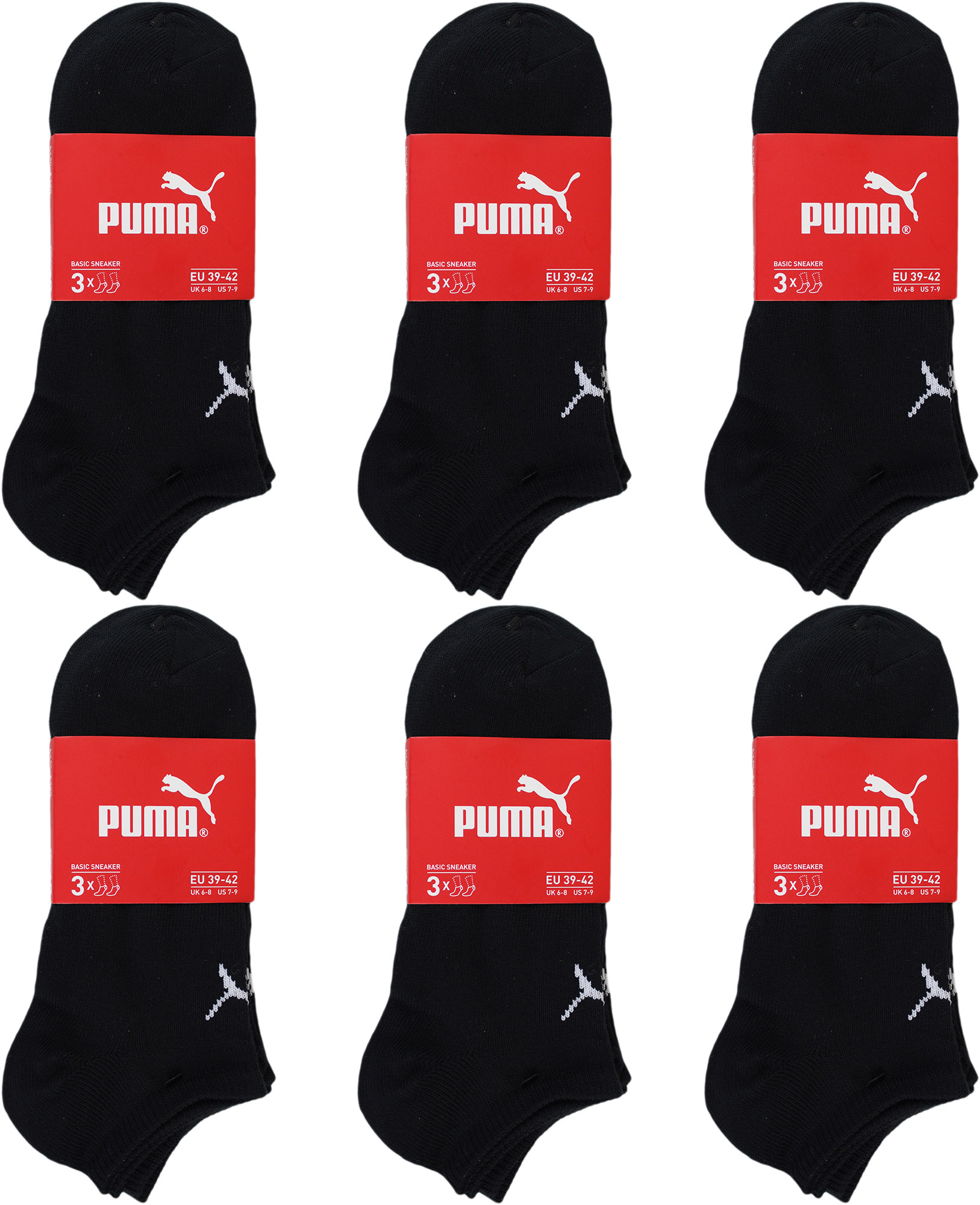 3 - 18 Paar Herren Puma Crew Sport Tennis Socken Sportsocken schwarz 39 ...